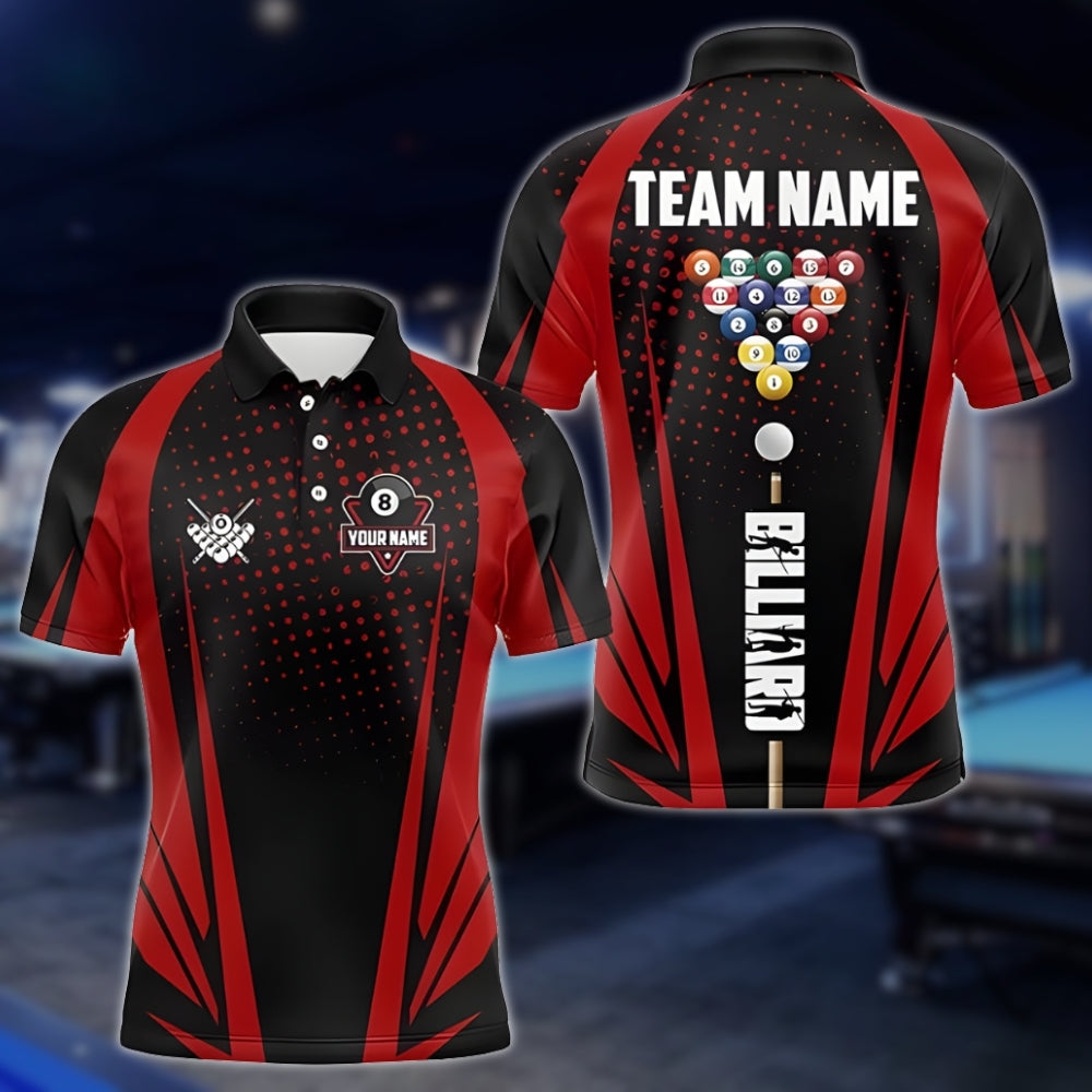 Custom Black And Red Billiard Team Shirts For Men, Custom Billiard Shi ...